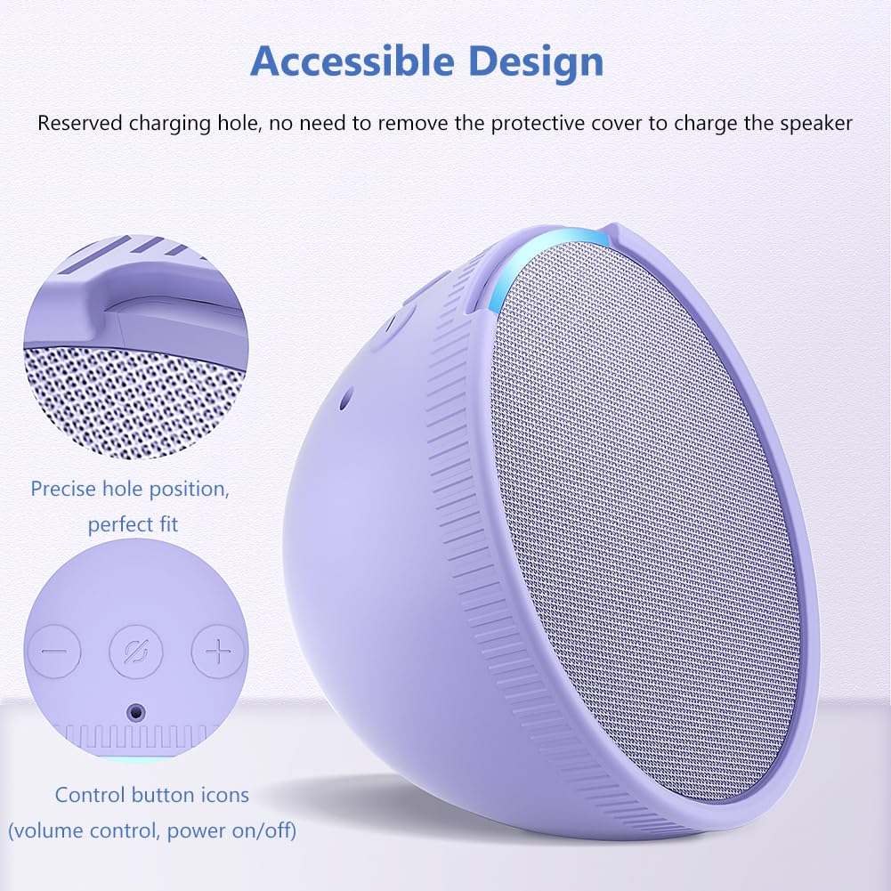 sikiwind Speaker Cover, Silicone Au-dio Box Cover Case Waterproof Speaker Protective Sleeve Shockproof Anti Drop Accessories for Amazon Echo Pop