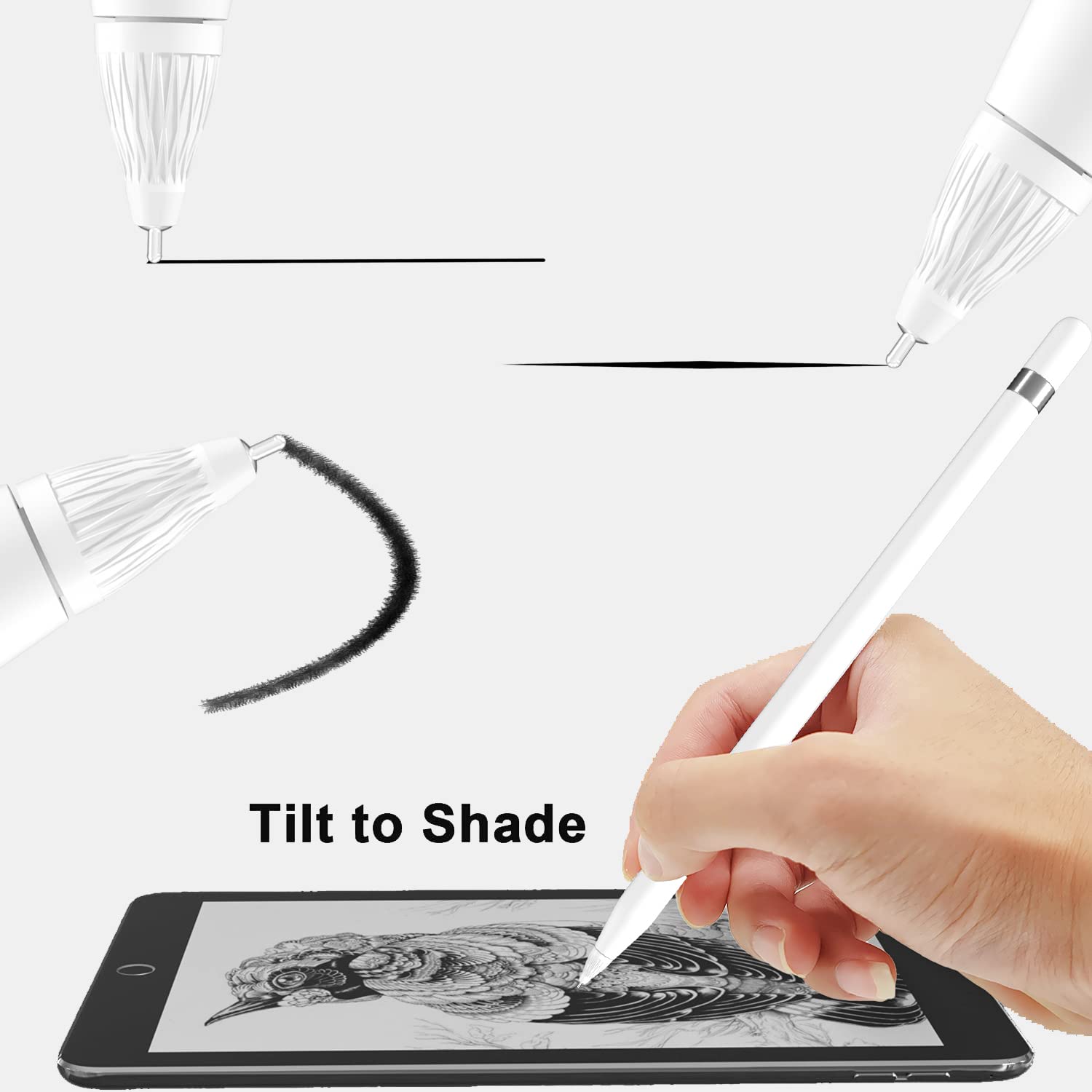 Upgraded [Pen Like ]Pencil Tips fits for Apple 2nd 1st Gen iPad Pro Pencil ,No Wear Out Fine Point Apple Pen Tip &Noiseless Friction Nib Covers Set , Make iPencil 1 / Pencil 2 Work Like a Charm ,White