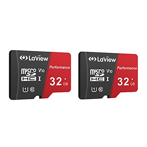 LaView 32GB Micro SD Card 2 Pack, Micro SDXC UHS-I Memory Card – 95MB/s,633X,U1,C10, Full HD Video V10, A1, FAT32, High Speed Flash TF Card P500 for Computer with Adapter/Phone/Tablet/PC