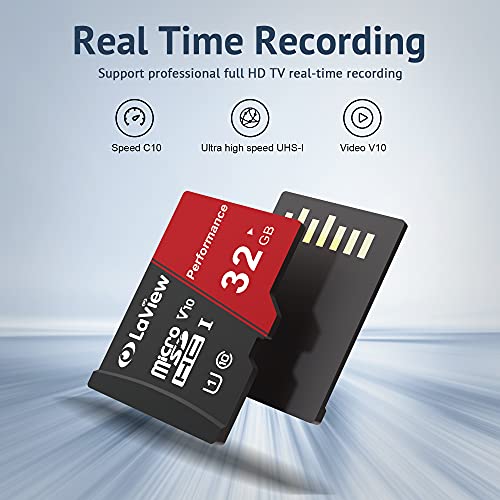 LaView 32GB Micro SD Card 2 Pack, Micro SDXC UHS-I Memory Card – 95MB/s,633X,U1,C10, Full HD Video V10, A1, FAT32, High Speed Flash TF Card P500 for Computer with Adapter/Phone/Tablet/PC