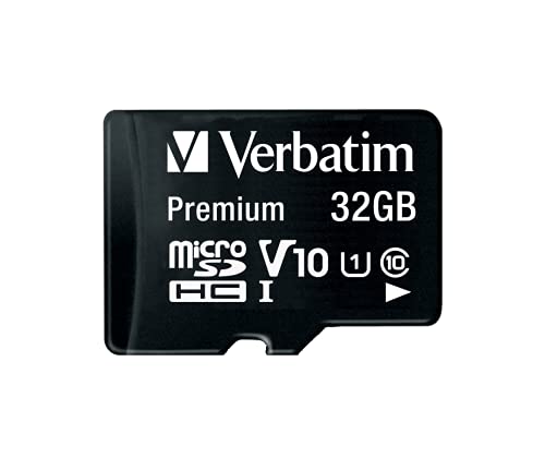 Verbatim 32GB Premium microSDHC Memory Card with Adapter, UHS-I V10 U1 Class 10, Black (44083)