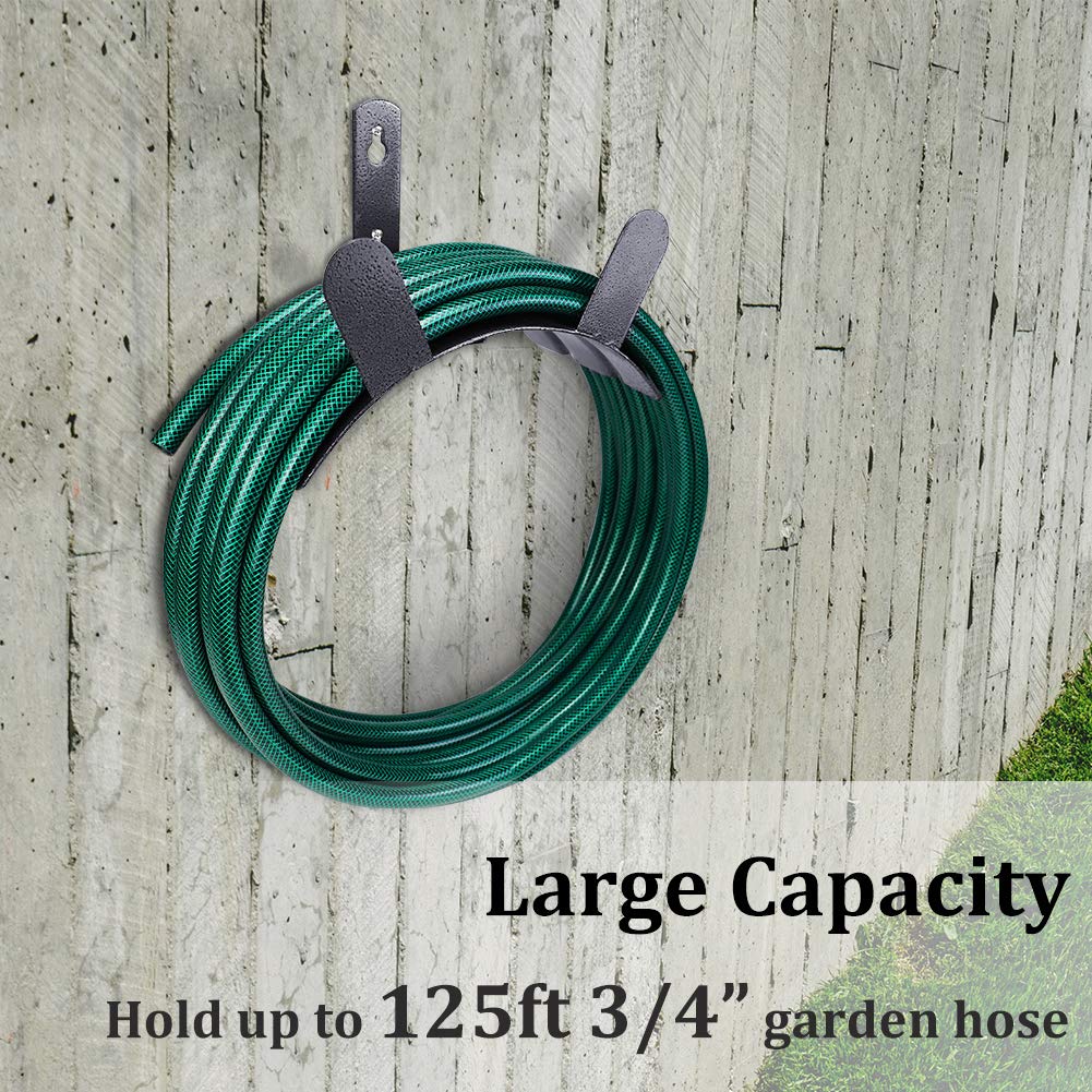 Deluxe Wall Mount Garden Hose Hanger Duty Metal Hose Holder Easily Holds 125 3/4ββ Hose
