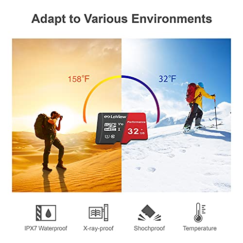 LaView 32GB Micro SD Card 2 Pack, Micro SDXC UHS-I Memory Card – 95MB/s,633X,U1,C10, Full HD Video V10, A1, FAT32, High Speed Flash TF Card P500 for Computer with Adapter/Phone/Tablet/PC