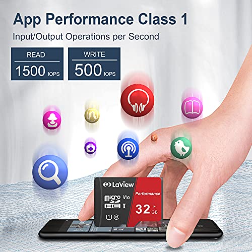 LaView 32GB Micro SD Card 2 Pack, Micro SDXC UHS-I Memory Card – 95MB/s,633X,U1,C10, Full HD Video V10, A1, FAT32, High Speed Flash TF Card P500 for Computer with Adapter/Phone/Tablet/PC