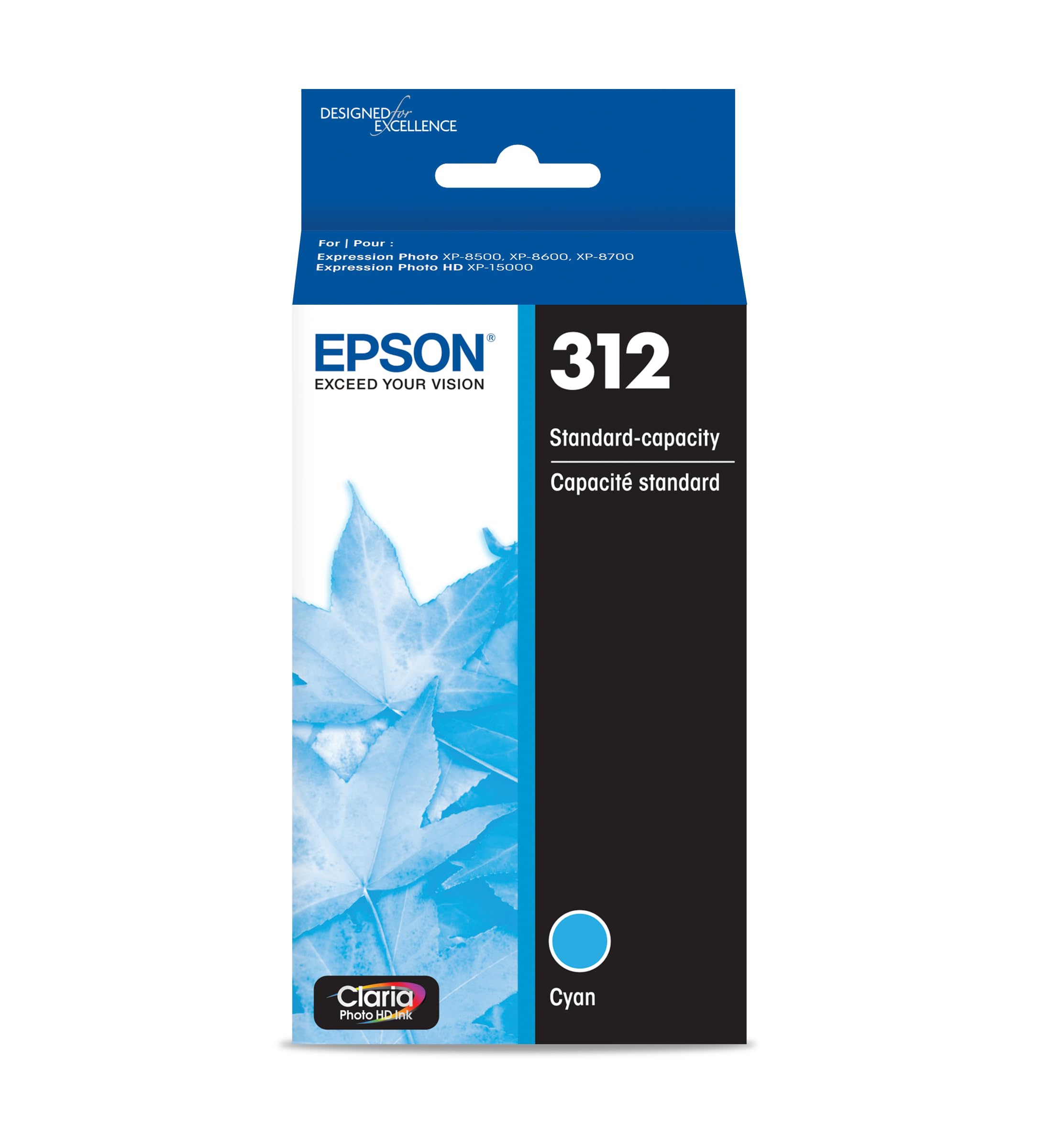 EPSON T312 Claria Photo HD -Ink Standard Capacity Cyan -Cartridge (T312220-S) for select Epson Expression Photo Printers