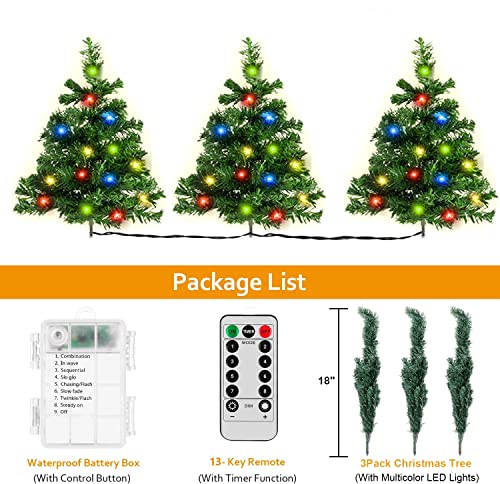 3 Pack Christmas Tree 1.5ft Battery Powered Mini Outdoor Christmas Tree Small Christmas Tree with Lights for Yard, Patio, Garden