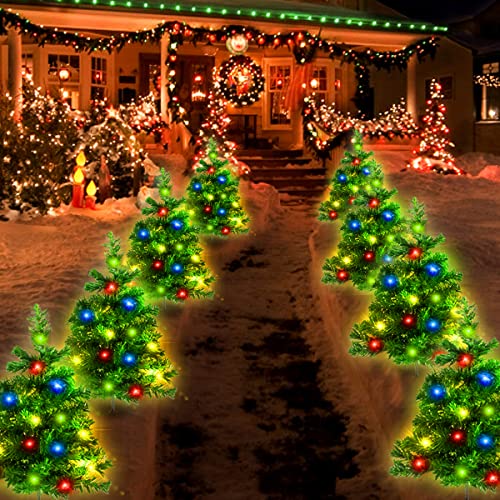 3 Pack Christmas Tree 1.5ft Battery Powered Mini Outdoor Christmas Tree Small Christmas Tree with Lights for Yard, Patio, Garden