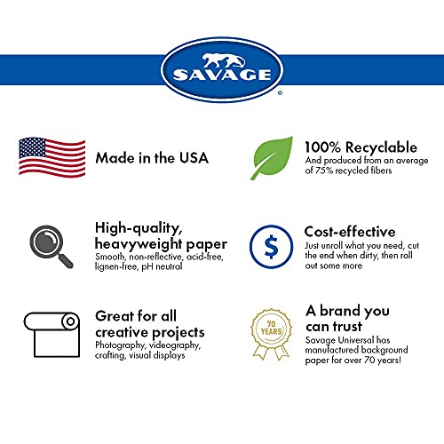 Savage Seamless Paper Photography Backdrop - #66 Pure White (107 in x 36 ft) Made in USA