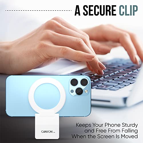 Capstone Continuity Camera Mount for Desktop Monitors with a Flat Back | 30 Degree Tilt for Desk View | Connects via MagSafe | for iPhone 12, 13 & 14 | for iOS 16 + Mac OS Ventura or Later