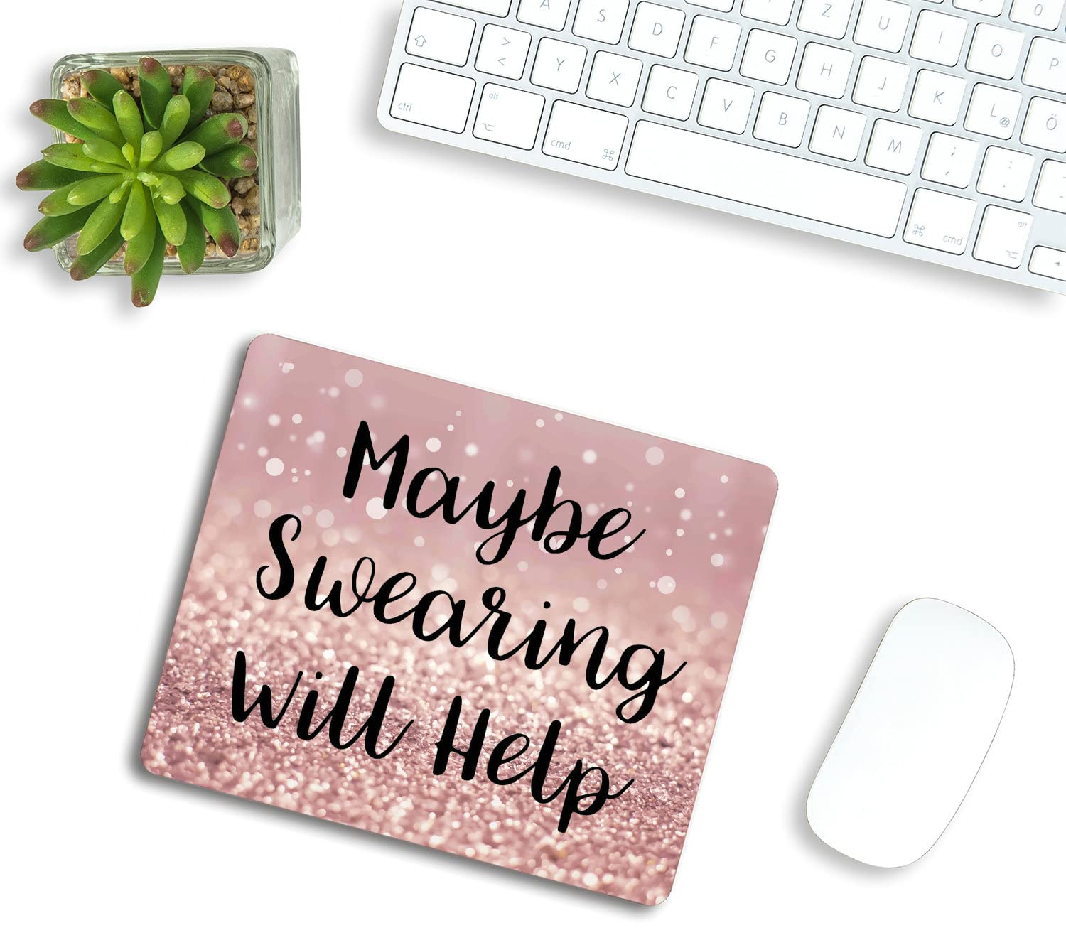Funny Mouse Pad Custom,Maybe Swearing Will Help Inspirational Quote Mousepad Office Decor Home Office Computer Accessories Mousepads 9.5"x7.9"x0.12" Inch