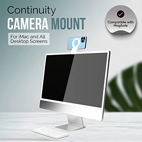Capstone Continuity Camera Mount for Desktop Monitors with a Flat Back | 30 Degree Tilt for Desk View | Connects via MagSafe | for iPhone 12, 13 & 14 | for iOS 16 + Mac OS Ventura or Later