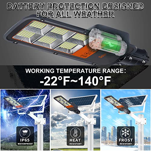 Gebosun 500W Solar Street Light,480 LED Dusk to Dawn Outdoor Lighting for Security, Solar Flood Light Motion Sensor Outdoor Light for Parking Lot, Yard, Garden,Patio, Driveway
