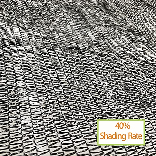 POYEE 40% 14ftx20ft Black Shade Cloth Taped Edge with Brass Grommets Garden Sun Shade UV Resistant Sunblock Shade Net for Outdoor Plants Vegetables Greenhouse