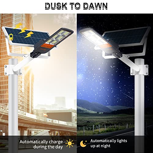 Gebosun 500W Solar Street Light,480 LED Dusk to Dawn Outdoor Lighting for Security, Solar Flood Light Motion Sensor Outdoor Light for Parking Lot, Yard, Garden,Patio, Driveway
