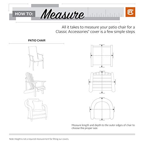 Classic Accessories Terrazzo Water-Resistant 26.5 Inch Patio Chair Cover, Outdoor Chair Covers