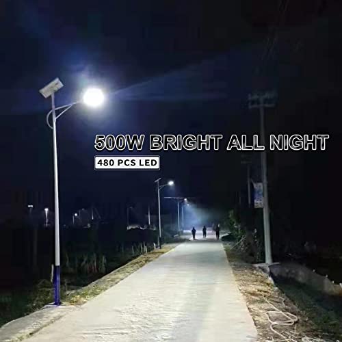 Gebosun 500W Solar Street Light,480 LED Dusk to Dawn Outdoor Lighting for Security, Solar Flood Light Motion Sensor Outdoor Light for Parking Lot, Yard, Garden,Patio, Driveway