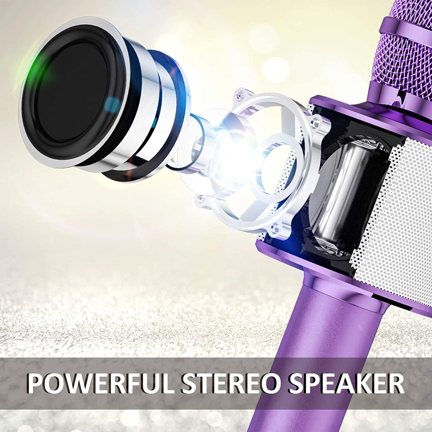 BONAOK Wireless Bluetooth Karaoke Microphone, 3-in-1 Portable Handheld Mic Speaker Machine for All Smartphones, for Girls Boys Kids Adults All Age Q37(Light Purple)