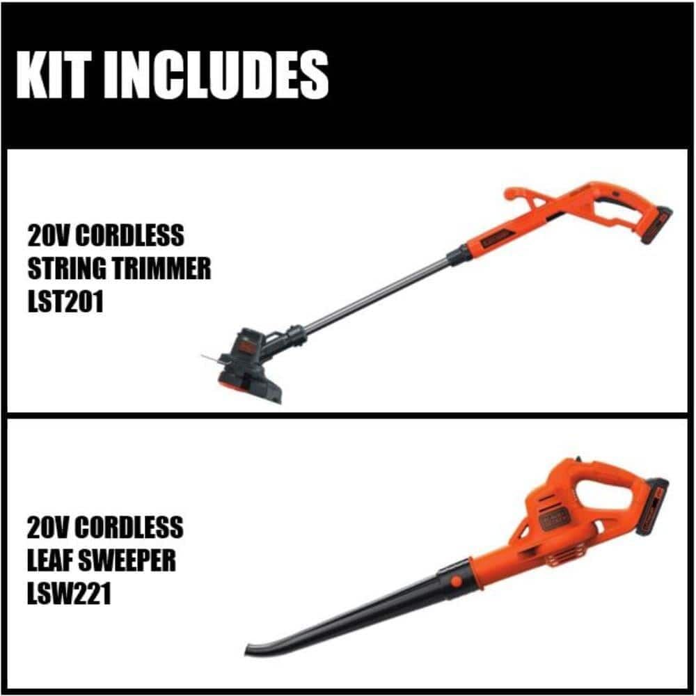 BLACK+DECKER 20V MAX* POWERCONNECT 10 in. 2in1 Cordless String Trimmer/Edger + Sweeper Combo Kit (LCC222)