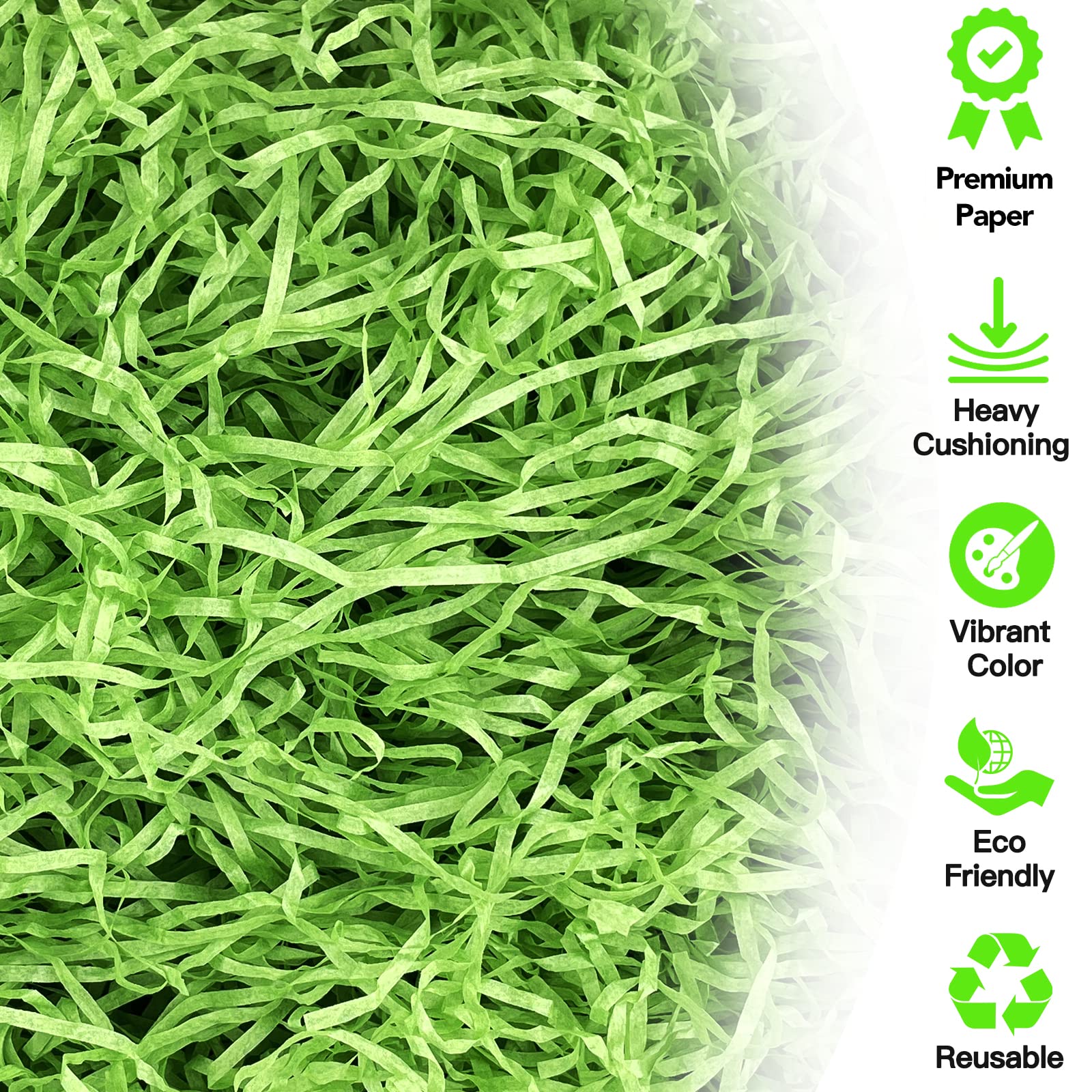 Easter Grass Basket Filler 1LB Recyclable Paper Shred Crinkle Shredded Paper for Easter Basket Stuffers Gift Wrapping & Basket Filling (Green)