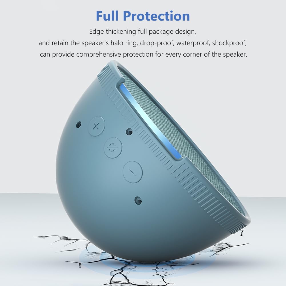 sikiwind Speaker Cover, Silicone Au-dio Box Cover Case Waterproof Speaker Protective Sleeve Shockproof Anti Drop Accessories for Amazon Echo Pop
