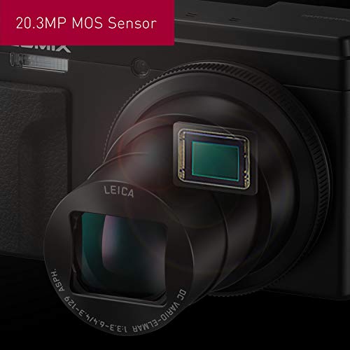 Panasonic LUMIX ZS80 20.3MP Digital Camera, 30x 24-720mm Travel Zoom Lens, 4K Video, Optical Image Stabilizer and 3.0-inch Display – Point & Shoot Camera with Lecia Lens- DC-ZS80S (Silver), Black