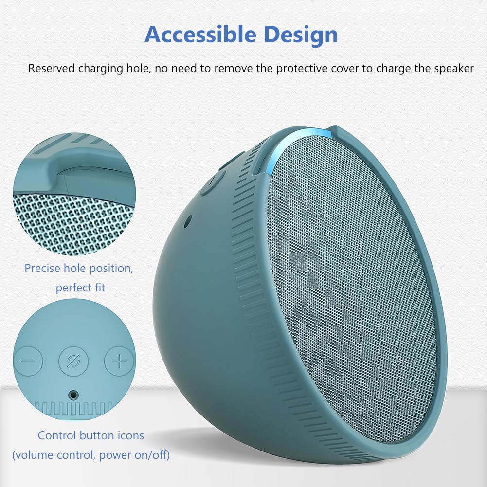 sikiwind Speaker Cover, Silicone Au-dio Box Cover Case Waterproof Speaker Protective Sleeve Shockproof Anti Drop Accessories for Amazon Echo Pop