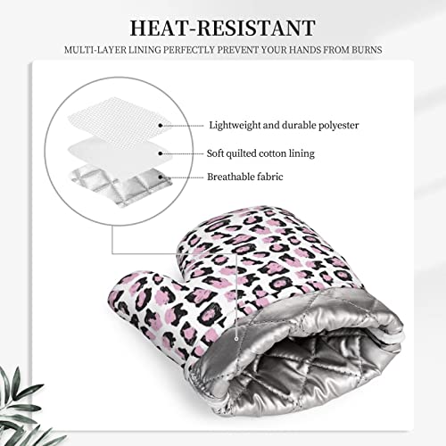 Cactus Thicker Oven Mitts/BBQ Gloves,Spring Garden Plants Arrows,Oven Glove Heat Resistant 464℉ with Non-Slip Silicone Surface for Bake,Cooking,BBQ,Mint Green