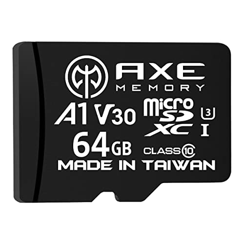 AXE MEMORY 64GB microSDXC Memory Card + SD Adapter with A1 App Performance, V30 UHS-I U3 4K