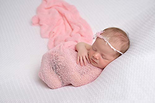 Outgeek Newborn Baby Photography Props 4 Pack Long Ripple Wrap DIY Newborn Photography Wrap (White, Pink, Navy and Lilac)