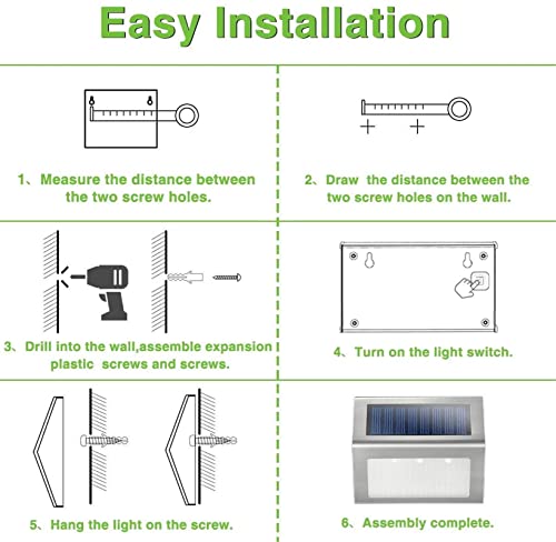 Solar Outdoor Lights, 8 Pack Solar Fence Lights, Deck Lights Solar Powered Waterproof Outside Lights for Garden Patio Yard Stair Step Wall Railing Post LED Lamp,Warm White