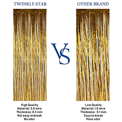 Twinkle Star 2 Pack Photo Booth Backdrop Metallic Tinsel Foil Fringe Curtains Environmental Background for Birthday Wedding Party Christmas Decorations (Gold)