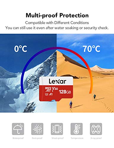 Lexar E-Series 128GB Micro SD Card[2 Pack], MicroSDXC Flash Memory Card with Adapter Up to 100MB/s, U3, V30, A1, C10, UHS-I, 4K UHD, Full HD, High Speed TF Card for Phone, Tablet, Drone and Camera