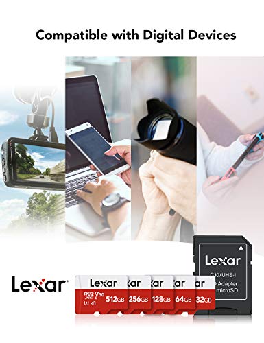 Lexar E-Series 128GB Micro SD Card[2 Pack], MicroSDXC Flash Memory Card with Adapter Up to 100MB/s, U3, V30, A1, C10, UHS-I, 4K UHD, Full HD, High Speed TF Card for Phone, Tablet, Drone and Camera