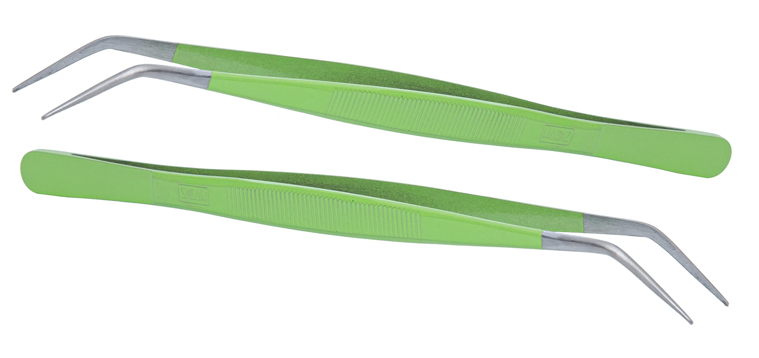 HADIZ Stainless Steel Garden Tweezer Two Piece Set with Curved Tip Tweezers for Cactus and Succulents Gardening