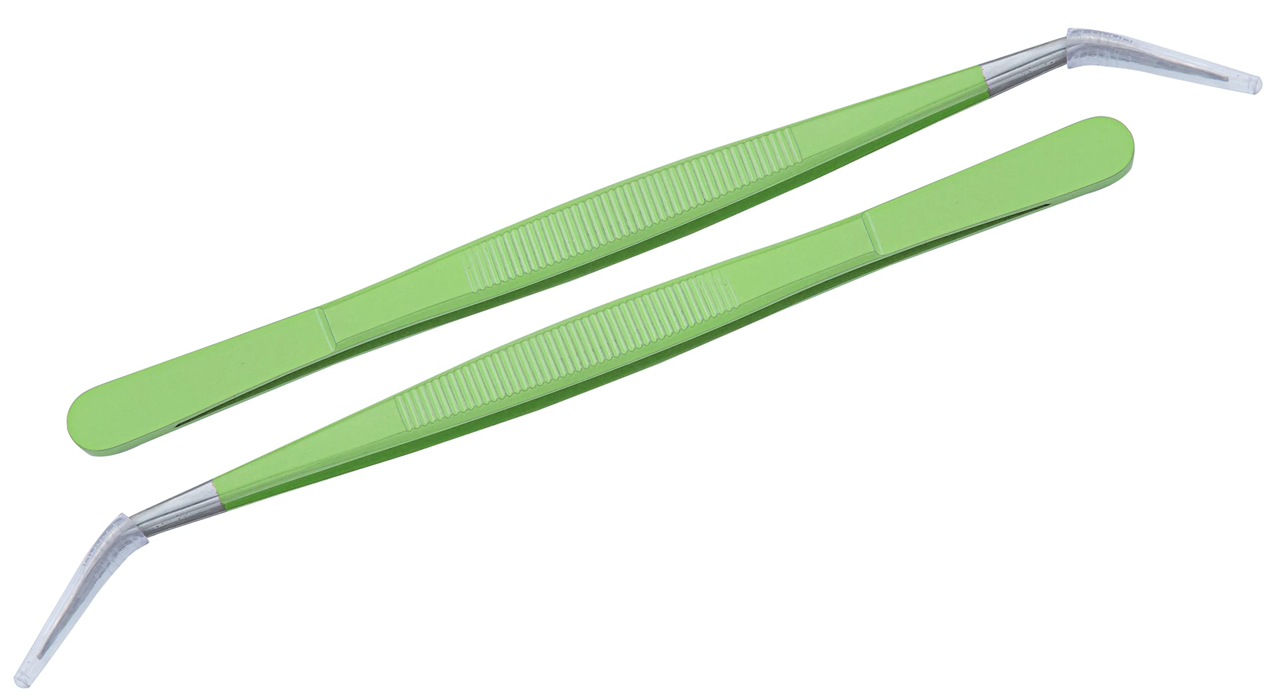 HADIZ Stainless Steel Garden Tweezer Two Piece Set with Curved Tip Tweezers for Cactus and Succulents Gardening