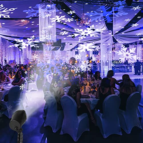 EAMBRITE Christmas Projector Lights LED White Blue Rotating Snowflake Projector Light for Birthday Wedding Theme Party Garden Home Winter Outdoor Indoor Decor