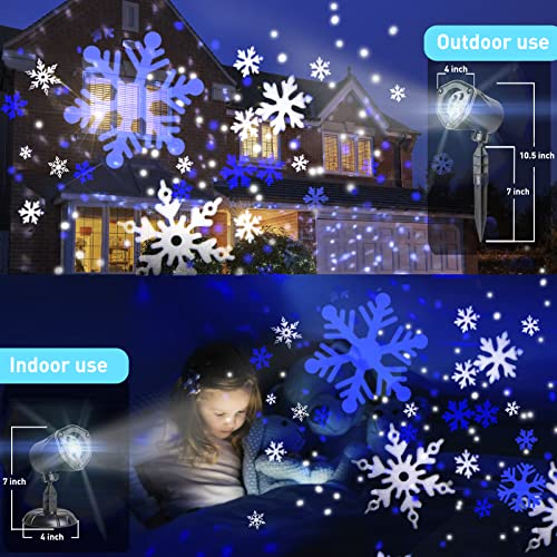 EAMBRITE Christmas Projector Lights LED White Blue Rotating Snowflake Projector Light for Birthday Wedding Theme Party Garden Home Winter Outdoor Indoor Decor