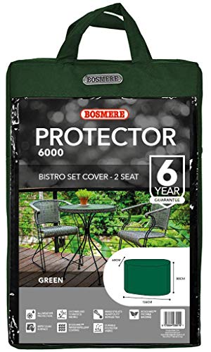 Bosmere Weatherproof Bistro Set Outdoor Cover for 2 Chairs & Round Table 49" L x 25" W x 31" H, Green