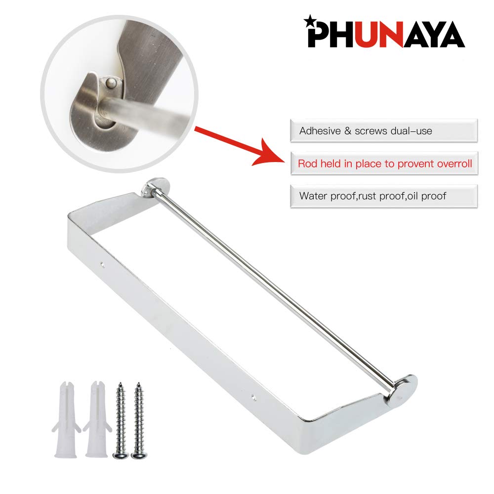 PHUNAYA Under Cabinet Paper Towel Holder Wall Mount for Home Kitchen,Stainless Steel for Large Rolls-Chrome