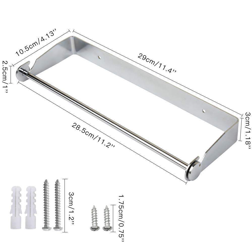 PHUNAYA Under Cabinet Paper Towel Holder Wall Mount for Home Kitchen,Stainless Steel for Large Rolls-Chrome
