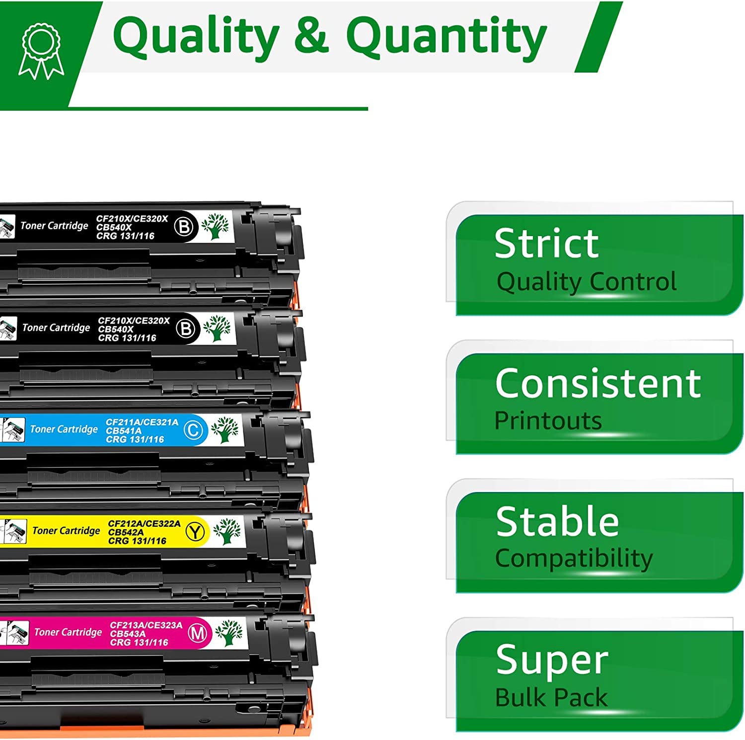 131X 131A High Yield Toner Cartridge Replacement Compatible with HP 131A 131X CF210X CF211A CF212A CF213A Pro 200 Color MFP M276nw M251nw Printer (Black, Cyan, Yellow, Magenta, 5-Pack)