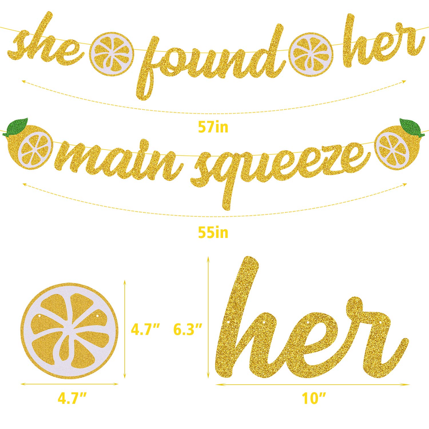 She Found Her Main Squeeze Bridal Shower Decorations for Lemon Citrus Lemonade Theme Bride to Be Bachelorette Wedding Engagement Final Fiesta Hen Party Supplies Gold Glitter Decor