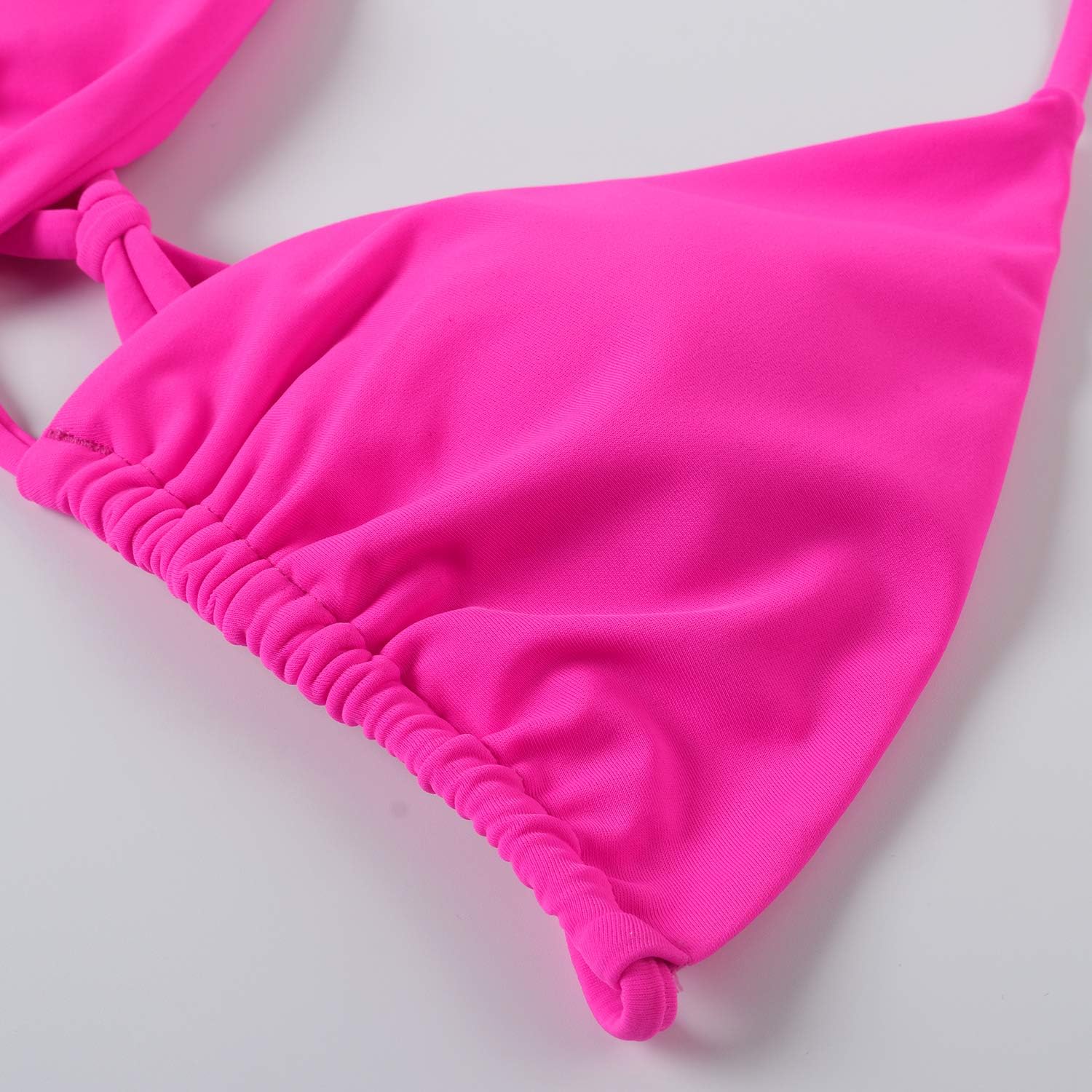 MOSHENGQI Women Sexy Brazilian Bikini 2 Piece Spaghetti Strap Top Thong Swimsuit Bathing Suit(M,0Hot Pink-Rose)