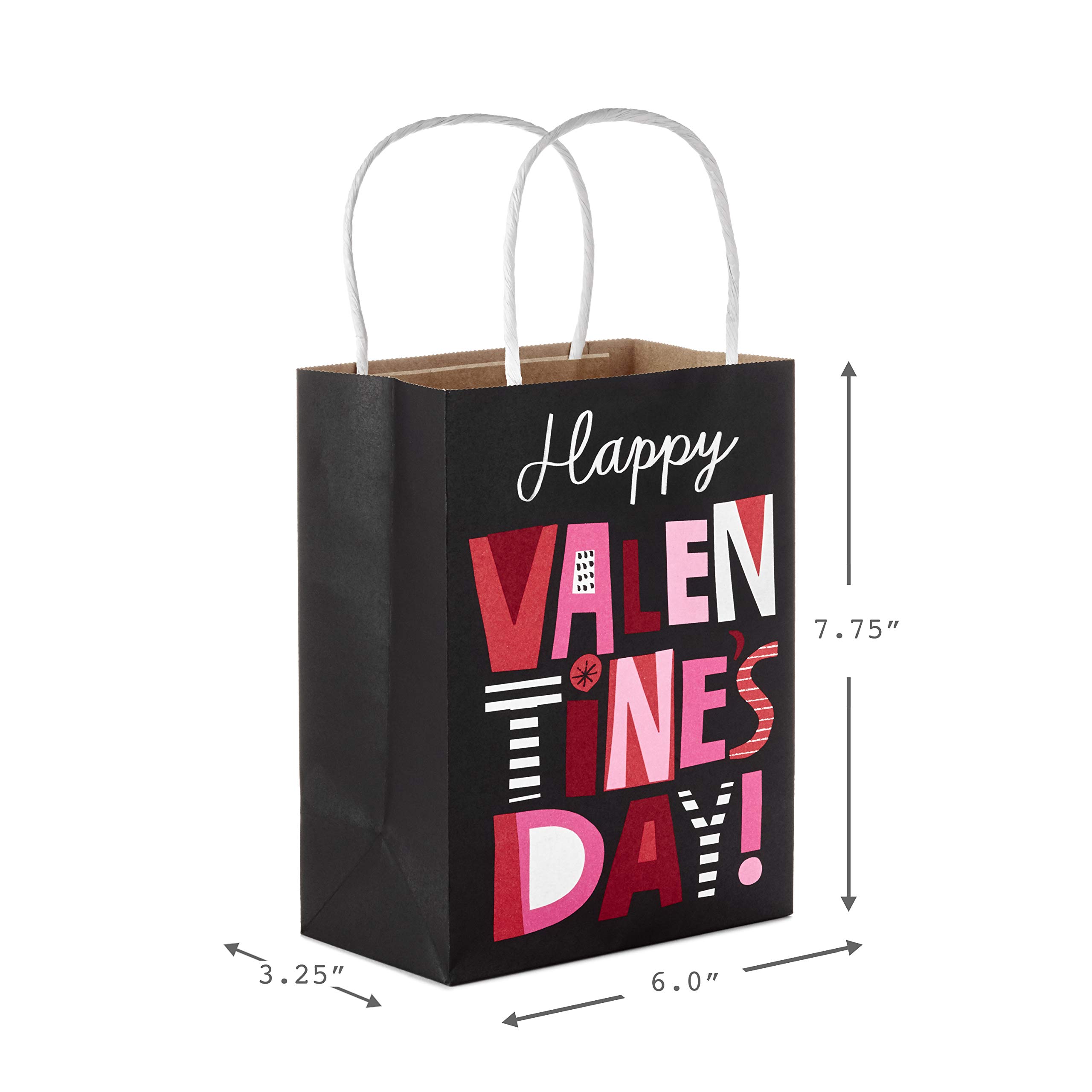 Hallmark 7" Small Valentine's Day Paper Gift Bags Assortment (Pack of 4: Pink and Red Hearts) for Kids, Treats, Galentines Day