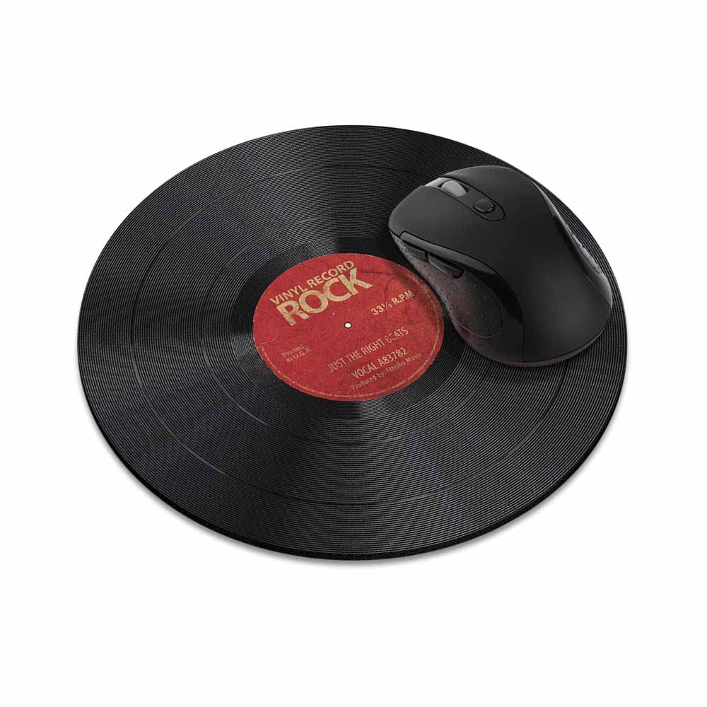 WIRESTER Non-Slip Round Mousepad, Vintage Vinyl Record Red Mouse Pad for Home, Office and Gaming Desk