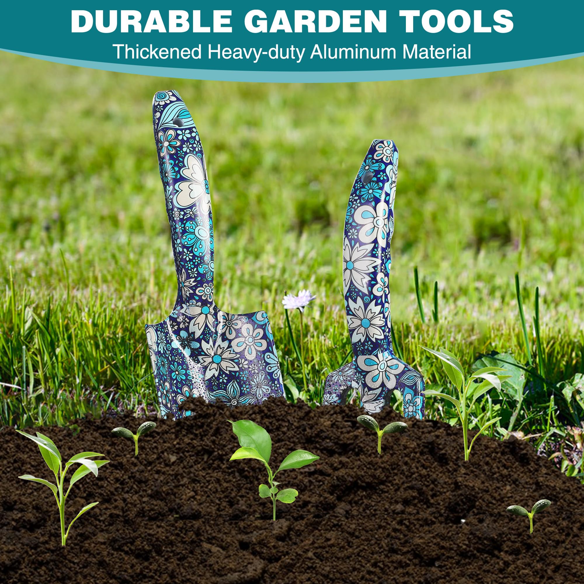 WORKPRO Garden Tool Set, 5 Pieces Gardening Work Gifts, Cast Aluminum Outdoor Hand Tools Kit for Men and Women, Including Trowel Transplanter Weeder Hand Fork Cultivator