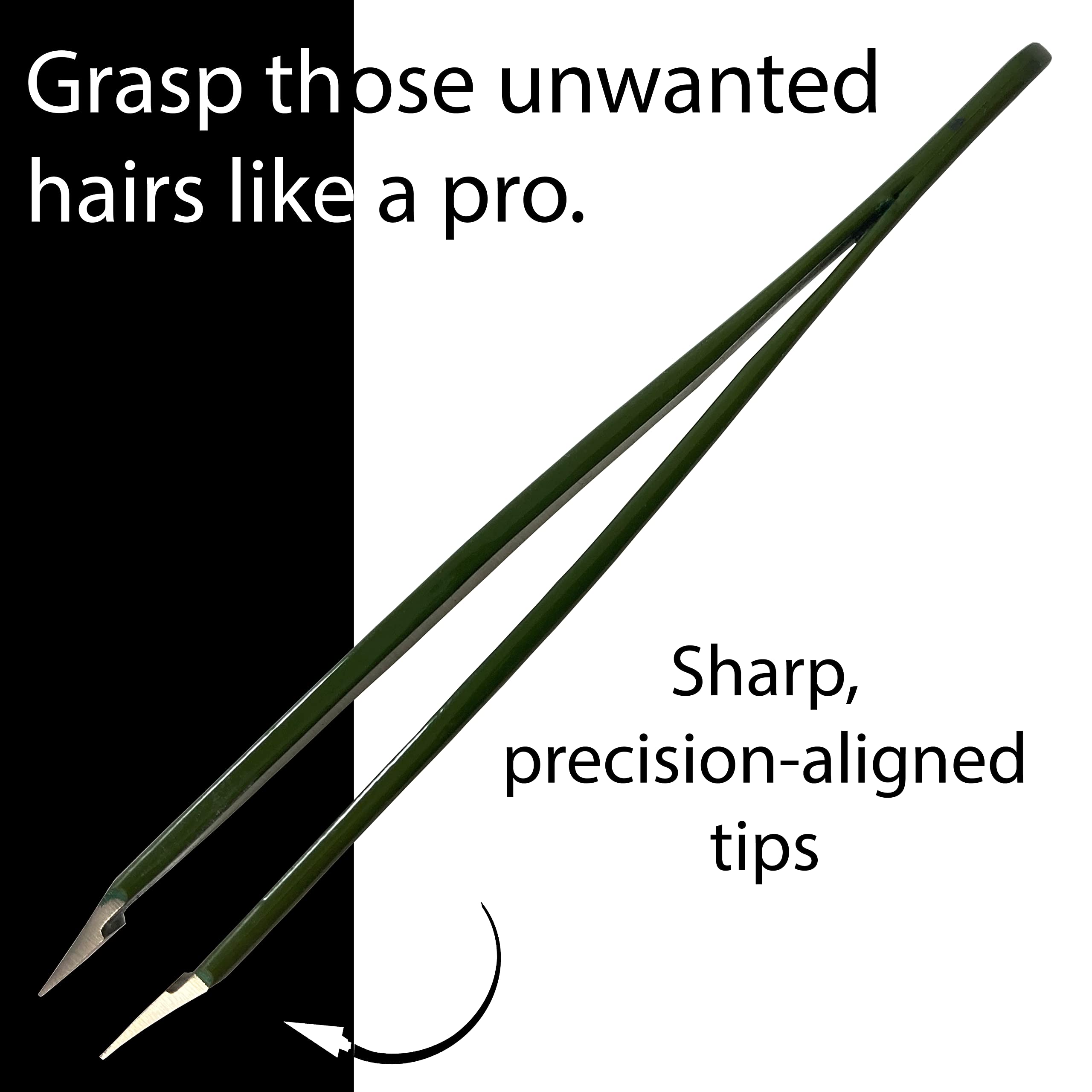 Tweezers β Surgical Grade Stainless Steel - Slant Tip for Expert Eyebrow Shaping and Facial Hair Removal β with Protective Pouch (Army Green)