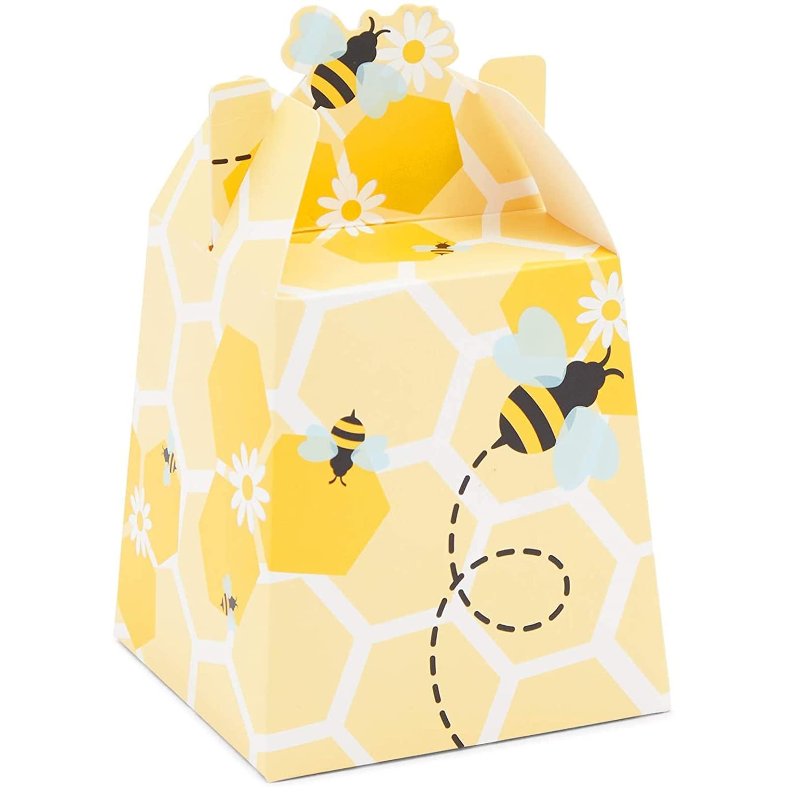 Paper Treat Boxes for Bee Party Favors (3.5 x 3.5 x 5.5 in, 50 Pack)