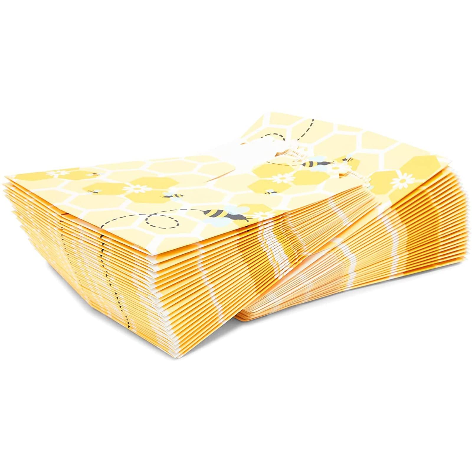 Paper Treat Boxes for Bee Party Favors (3.5 x 3.5 x 5.5 in, 50 Pack)
