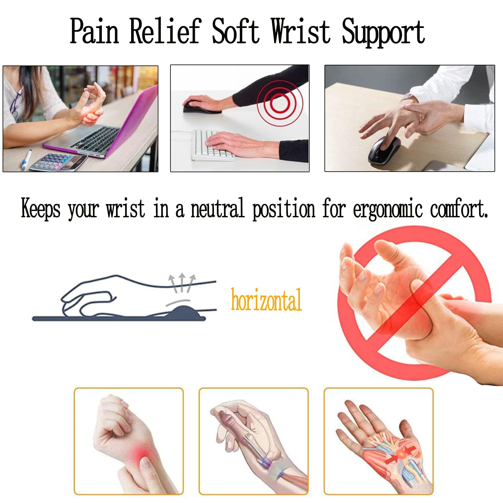 LONNAONE Wrist Rest Support Mouse Pad,Ergonomic Memory Foam Mouse Mat 9x10in Non-Slip Rubber Base Pain Relief Mousepad for Computer, Laptop(Beige Foam)